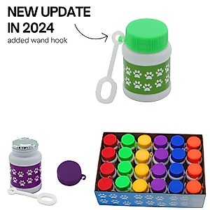 Paw Print Bubble Bottles, 24 Pack - Mini Bubbles 1 FL oz, Paw Dog Patrol Party Favors, Bubble Wand Blowing Toys for Kids Boys & Girls by 4E's Novelty