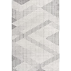 nuLOOM Azzie Modern Zig Zag Machine Washable Area Rug, 8x10, Beige