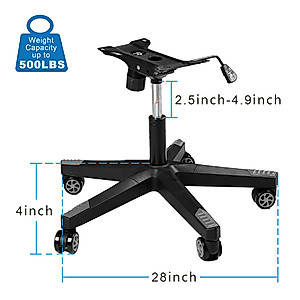 Frassie 28 inch Nylon Gaming Chair Base Replacement with Bottom Plate Stand Cylinder, 5 Casters (Grey)