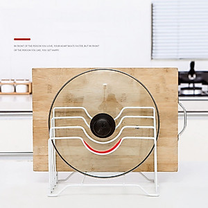 Pot Lid Organizer Cutting Board Holder Kitchen Dish Plate Storage Organizer and Drying Rack Bakeware Pot Lid Rack Holder Organizer Dish Drying Rack Mate (White, One Size)