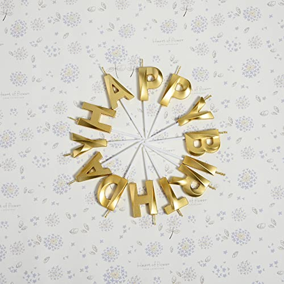 3D Happy Birthday Letters Candles，Gold Alphabets Unique Cake Toppers Birthday Candles for Birthday Party Decorations