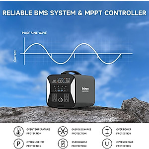 UAbeana Portable Power Station 500W, 500Wh Solar Generator Battery Backup w/ 4 110V Pure Sine Wave AC Outlets, 10-Port Powerhouse for Outdoor Camping/RV/Home Emergency (Solar Panel Optional)