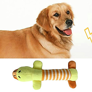 Dog Plush Toy,Cute Striped Animal with 4 Legs Squeaky Dog Chew Toy,Bite Resistant Sound Design Cute Appearance Stuffed Animal Toy Decoration for Pet Dog Cat Teeth Grinding Cleaning Duck(Duck)