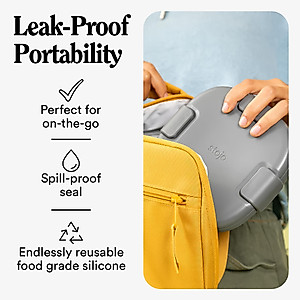 STOJO Collapsible Sandwich Box – 24oz, Reusable Food Storage Container, Silicone Bowl for Hot/Cold Food – Meal Prep, Lunch, Camping, Hiking – Dishwasher Safe (Set of 1, Carnation)