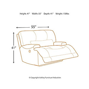 Signature Design by Ashley McCaskill Leather 2 Seat Oversized Manual Reclining Sofa, Dark Gray