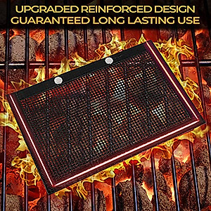 Homeflowz Mesh Grill Bags and Skewers - Extra Large 40x30cm + Medium BBQ Bags for Grill - Heat Resistant Non-Stick Reusable Grilling Bags - Easy to Clean - Use On All Outdoor Grills - Durable Design