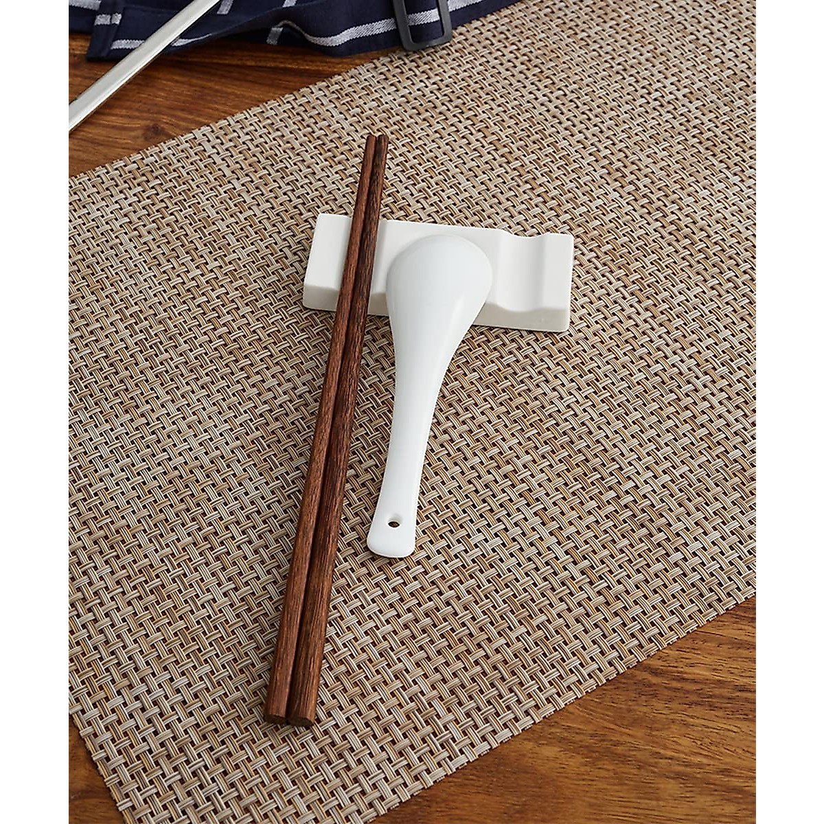 Premium Handmade Ceramic Spoon and Chopstick Rest, Fork Knife Holder Stand Dinner Tableware Table Decoration Set of 4