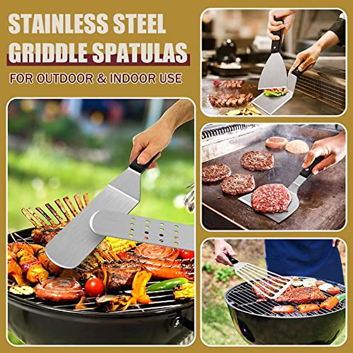 30Pcs Griddle Accessories Kit, Joyfair Flattop Grill Spatulas Set with Melting Dome for Outdoor Camping BBQ, Include Stainless Steel Turner/Scraper/Meat Tenderizer/Carry Bag, Dishwasher Safe