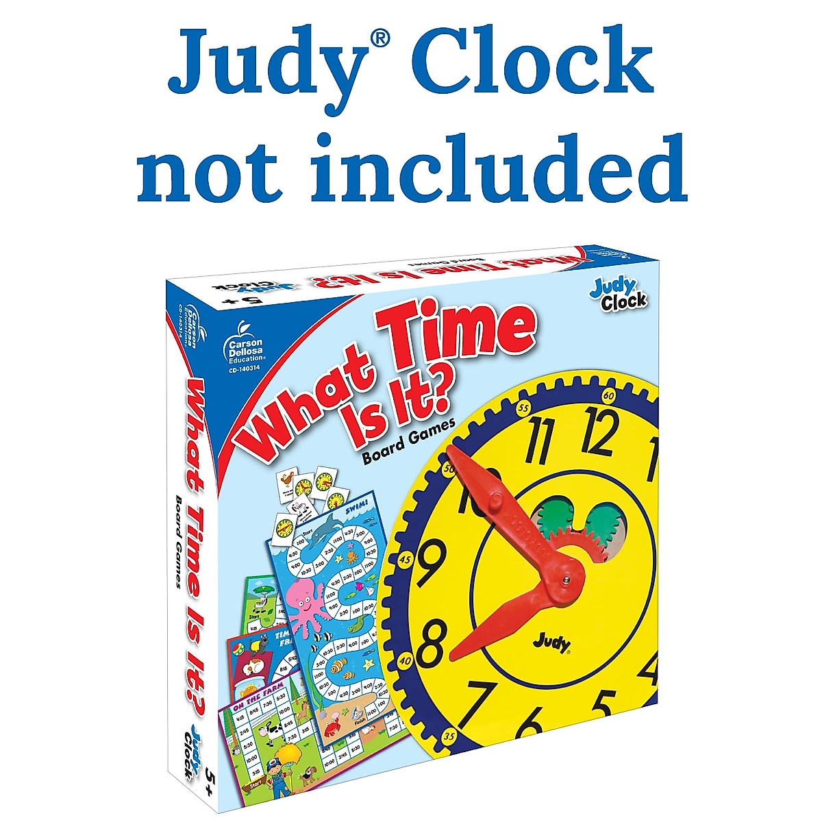 Carson Dellosa What Time Is It? Judy Clock Teaching Time Board Game, 4 Educational Games for Telling Time, Kindergarten and Elementary Board Games for Kids Ages 5+