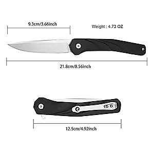 sharpken Pocket Knife, Pocket Folding Knife with D2 Steel Blade and G10 Handle + Pocket Clip.