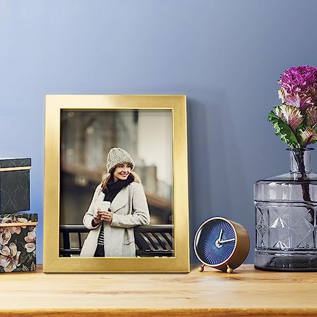 Renditions 6x8 inch Solid Wood Picture Frame, High Definition Glass and High-end Modern Style Ready for Wall and Tabletop Photo Display, Gold Frame