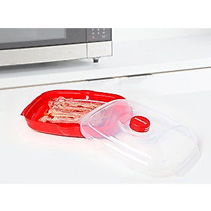 Sistema Microwave Easy Bacon, 28.7 x 21.9 x 7 cm, Red
