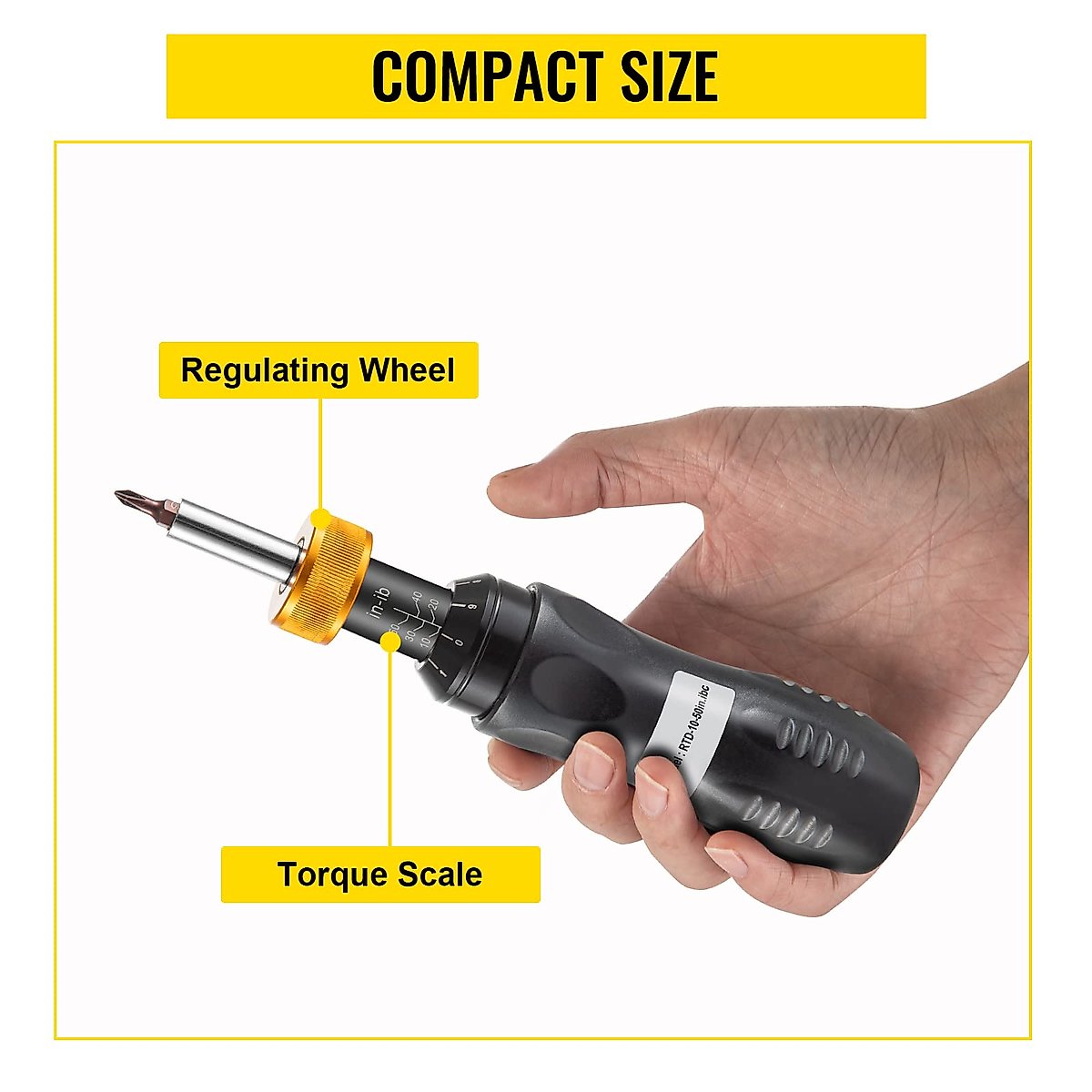 VEVOR Torque Screwdriver, 1/4" Drive Screwdriver Torque Wrench, Torque Screwdriver Electrician 10-50 in/lbs Torque Range Accurate to ±5%, 1/4 to 1/2 Conversion Head with Bits & Case
