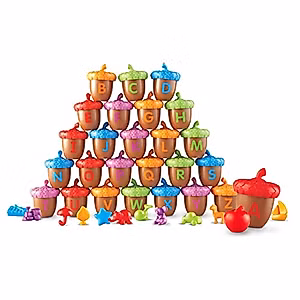 Learning Resources Alphabet Acorns Activity Set, Develops Letter Recognition, Educational Toys for Toddlers, Homeschool, Visual & Tactile Learning Toy, 78 Pieces, Ages 3+