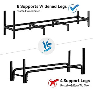 NANANARDOSO 4ft Firewood Rack Outdoor Fire wood Holder for Fireplace Wood Storage, Bottom Widening, Heavy Duty Fire Log Stacker Stand for Indoor Fireplace Metal Lumber Storage Carrier Organizer