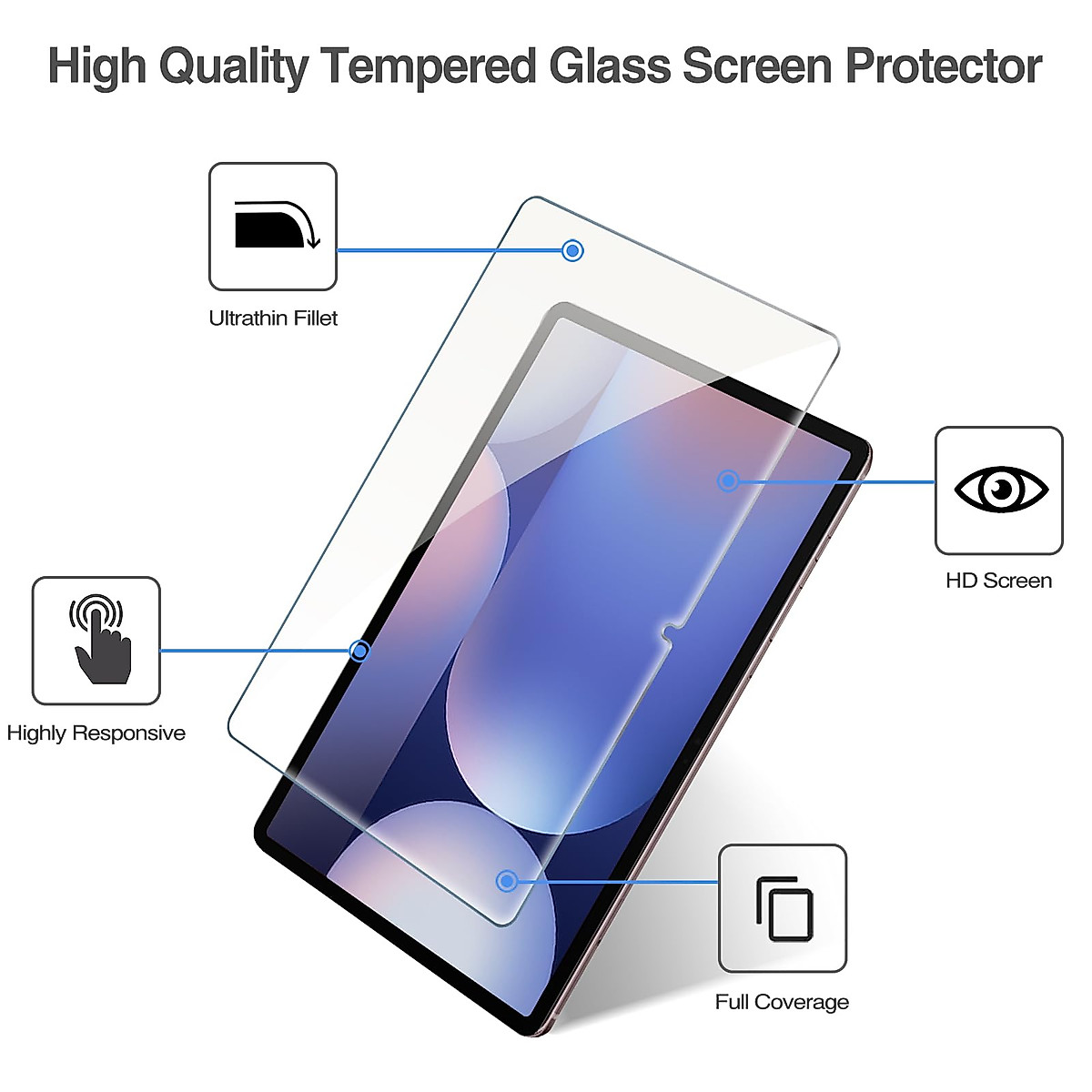 ProCase 2 Pack Screen Protector for Galaxy Tab S10 2024/ Tab S9 FE 10.9"/ S9 2023/ Tab S8 2022/ Tab S7 2020 11", Hardness Tempered Glass Screen Film Guard for Galaxy Tablet SM-X720/X510/X710/X700/T870