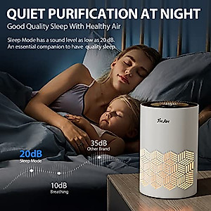FreAire Air Purifiers for Home, H13 HEPA Air Purifier with RGB Lights Air Cleaner For Home Bedroom Portable Air Purifier with Speed Control For Dust Smoke Pollen Dander Smell-White