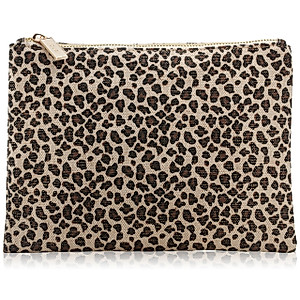 Jouer Leopard It Bag | Versatile Cosmetic Bag | Portable Travel Purse | Top Zipper Closure | Leopard Print on Canvas | | Paraben, Glute, Cruelty Free | Vegan Friendly