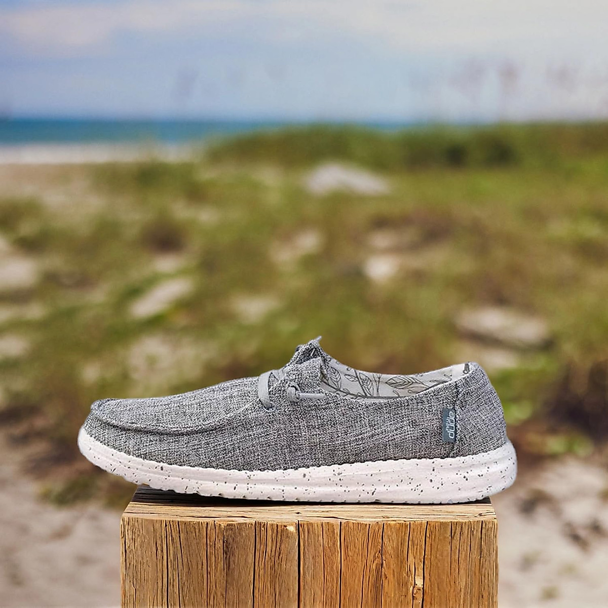 Hey Dude Women's Wendy L Linen Iron Size 9 | Women’s Shoes | Women’s Lace Up Loafers | Comfortable & Light-Weight