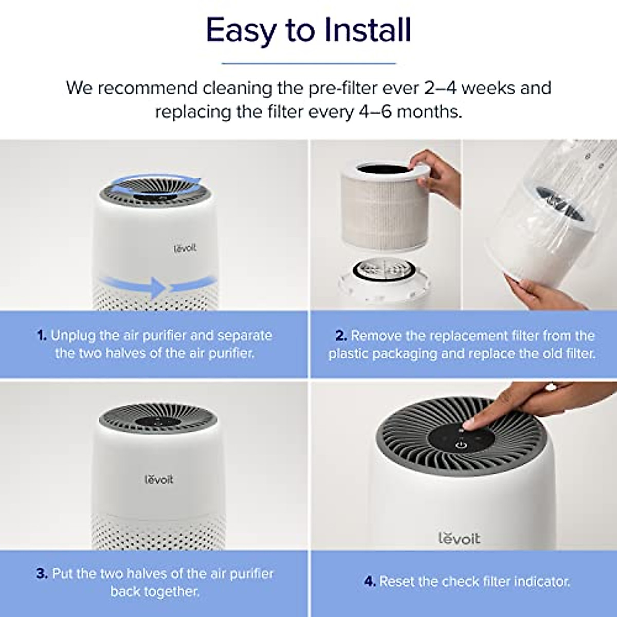 LEVOIT Core Mini Air Purifier Replacement Filter, 3-in-1 HEPA, High-Efficiency Activated Carbon, Core Mini-RF, 1 Pack, White