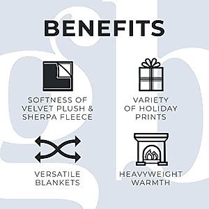 Great Bay Home Soft Velvet Plush and Sherpa Fleece 50" x 60" Holiday Throw Blanket | Christmas Throw for Sofa and Bed | Cozy & Warm Plush Throw Blanket | Holiday Blankets and Throws Eve Collection