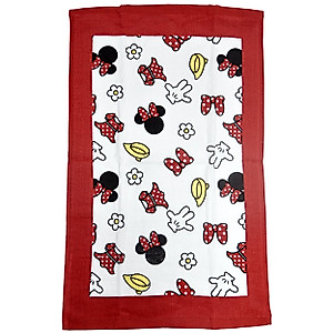 Disney Oven Mitt Pot Holder & Dish Towel 3 pc Kitchen Set (Minnie Mouse Red)