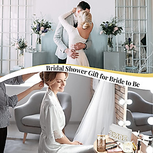 3 Pcs Bride To Be Gifts Box, Bridal Shower Bachelorette Gifts for Bride, Bride Cup Glass 16.9 oz Happy Wedding Scented Bride Candle White Bride Makeup Bag Wedding Gift Engagement Gifts for Women Her