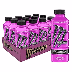 Monster Energy Hydro Energy Water, Purple Passion, 20 Fl Oz (Pack of 12)