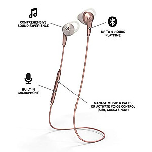 Urbanista Chicago Bluetooth Sports Earphones, High Performance, IPX4 Rated Water Resistant, Call-Handling with Microphone, Sport Carry Pouch, Rose Gold