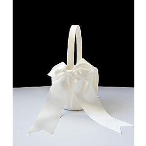 ATAILOVE 2 Pcs Flower Girl Basket Set- Cute Cherish Wedding Flower Baskets (Ivory)