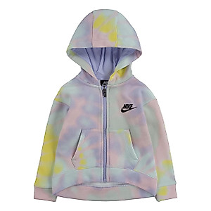 Nike Girl's Club Fleece Tie-Dye Full Zip (Little Kids) Purple 6 Little Kid