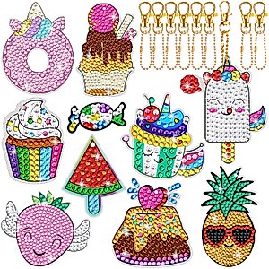 MTLEE 10 Sets Arts and Crafts for Kids Ages 8-12 5D Diamond Painting Keychain Kits Gem Art Kits for Girls Crafts Gem Painting Kits Diamond Art Gift Idea for Age 4, 5, 6, 7, 8, 9, 10-12 (Sweets)
