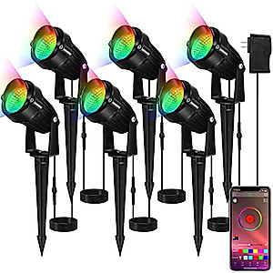 Remon Outdoor Smart RGB Landscape Lights, 30W Low Voltage Remote Control Waterproof Spotlight for Garden Yard Patio Lawn Pathway Party