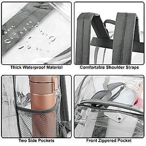 Clear Backpack With Reinforced Straps For Security & Sporting Events (Gray)