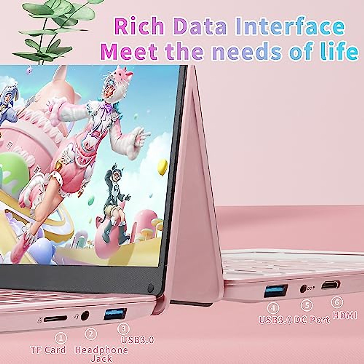 【Win 11 Pro/Office 2019】 4K Laptop 14" Narrow Bezel UHD (3840x2160) IPS Display, Celeron N5095 CPU, 16GB RAM, 512GB SSD, Color Backlit KB, Fingerprint Reader, WiFi, HDMI, Rose Gold(16G+512G)