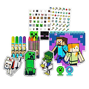 Minecraft Sketchbook Set for Kids, Toddlers ~ 3 Pc Bundle with Minecraft Decals, and More (Minecraft Drawing Pad Activity Kit)