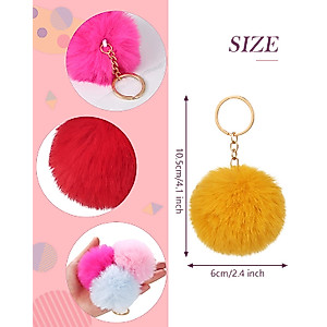 Auihiay 60 Pieces Pompoms Keychains Fluffy Puff Ball Keyrings for Girls Women Pendant Accessories (30 Colors)