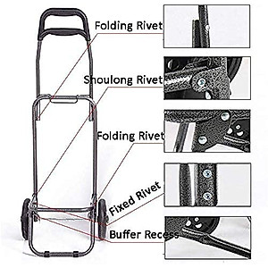 Shopping Trolley on Wheels Multi Function Shopping Cart Fashion Aluminum Folding Portable Trolley More Durable Double Side Pocket Space Storage Hand Trucks,Blue,Crystal Wheel ,Sh