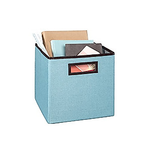 ClosetMaid 1133 Cubeicals Premium Fabric Bin with Decorative Trim, Coastal Blue Linen