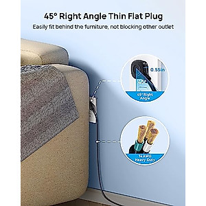 TROND Surge Protector Power Strip, Flat Plug Power Strip with 20W USB C & QC 3.0 Charger, 4000J, ETL Listed, 13 Wide Spaced Outlets 4 USB Ports, 5ft Extension Cord, Wall Mount for Home Office Supplies