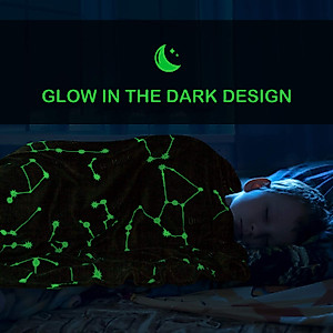 Kanguru Glow in The Dark Constellation Blanket, Christmas Thanksgiving Blanket Gifts for Birthday Kids Women Girls Boy Best Friend