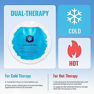 ICEWRAPS Reusable Hot & Cold Gel Packs for Pain Relief - 5 Pack with Cloth Backing for Injuries, Surgery, Toothache (5 Pack)