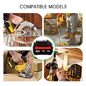 【Upgrade】20V/60V 12.0Ah Replace Battery for Dewalt 60V Battery DCB606 DCB612 MAX Repalce for Dewalt 60V Flexvolt battery DCB606-2 DCB609-2 DCB204 DCB206 Cordless Power Tools Lithium-ion Battery