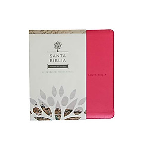 Biblia Reina Valera 1960 letra grande. Símil piel fucsia, cremallera, tamaño manual / Spanish Holy Bible RVR 1960. Handy Size, Large Print, Leathersoft, Zipp