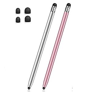 Smozer Stylus Pens for Touch Screens(2-Pack), Sensitivity & Precision Stylus Pens for iPhone/iPad Pro/Samsung Galaxy/Tablets and All capacitive Touch Screen Devices + 4 Replaceable Rubber Tips