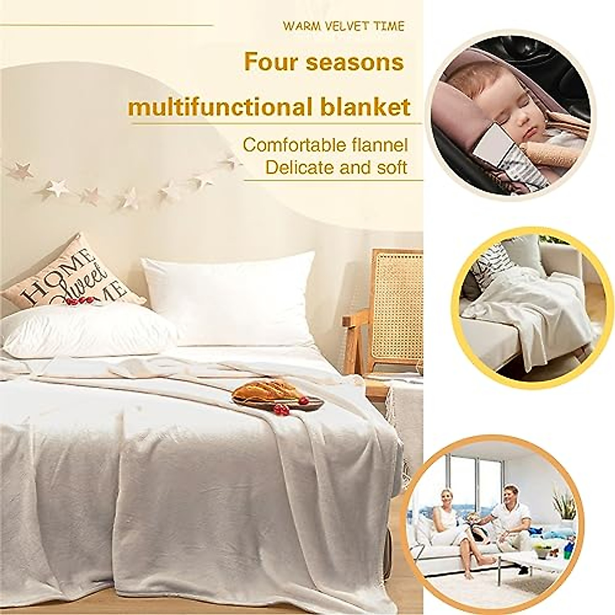 Polka Dots Throw Blanket for Couch,Titmouse Birds Pastel Friendship,Plush Fuzzy Cozy Soft Blankets and Throws for Sofa,Blue Grey Dust 50x60 Inches