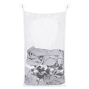 Hanging Mesh Hamper, 29.3 * 19 Inches Portable Foldable Hanging Laundry Hamper with 2 Hooks Large Mesh Laundry Basket over Door for Storage Dirty Clothes on Closet, Bathroom, Bedroom