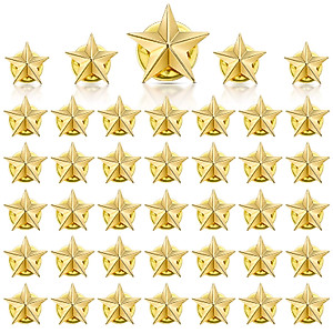 40 Pieces Star Badge Lapel Pin for 4th of July Memorial Day Independence Day Celebration Veterans Day Party Labor Day Theme Party Costume Decorations (Gold)