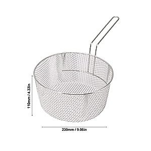 Tgoon Fry Net, Stainless Steel Long Handle Fry Basket Strong Load Bearing Delicate Appearance for Chicken Nuggets(Handle Without Rubber)