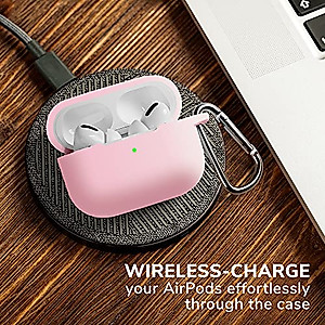 Blaspins Airpods Pro 2nd/1st Generation Case Cover with Keychain 2022/2019, Soft Silicone Skin Cover Full Protective Shock-Absorbing Case Carabiner for New Airpods Pro Case [Front LED Visible] - Pink